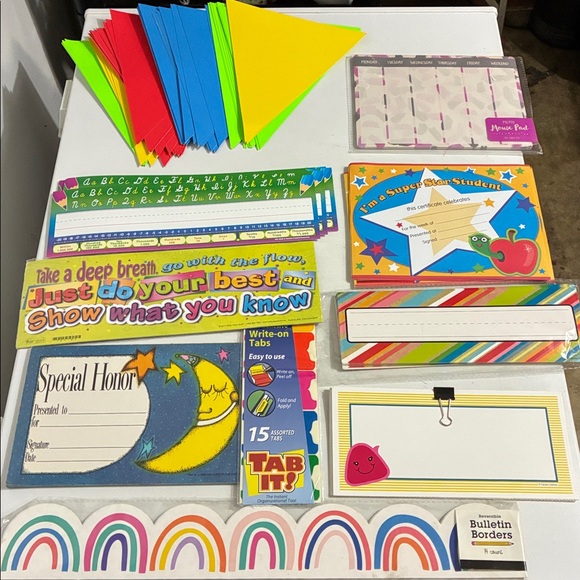 Other | Classroom Desk Tags Borders Award Certificates Memo Pad ...